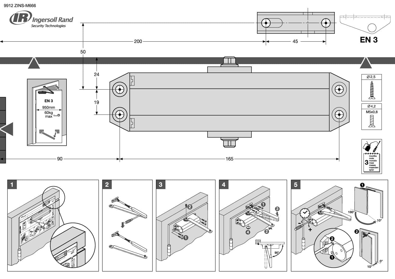 BRITON 121CE Compact Door Closer Size 3 SES CE Marked EN1154 & 1634 2 ...